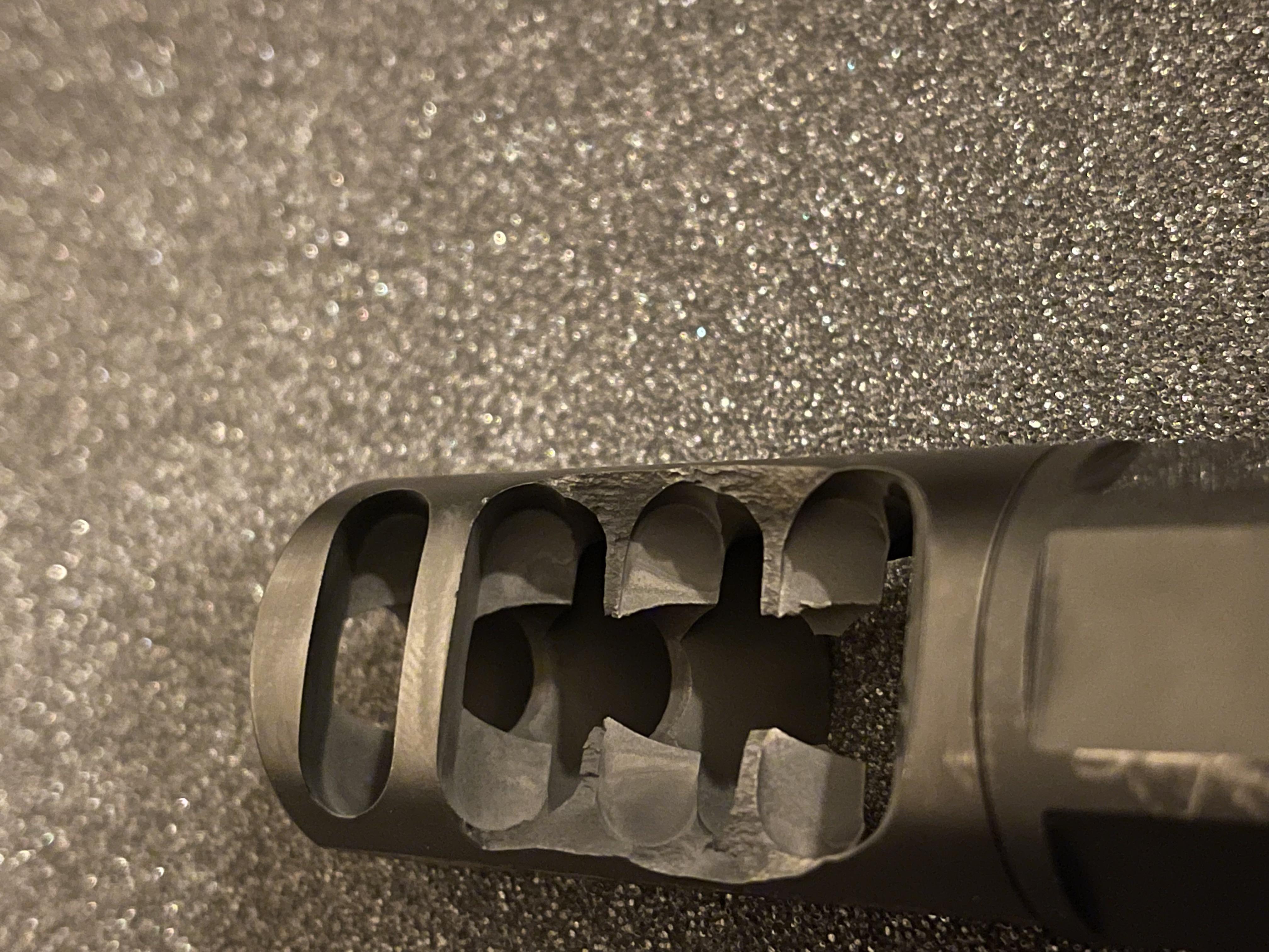 MPA .338 Muzzle Break failed and blew out both sides on the second round while sighting a brand ...