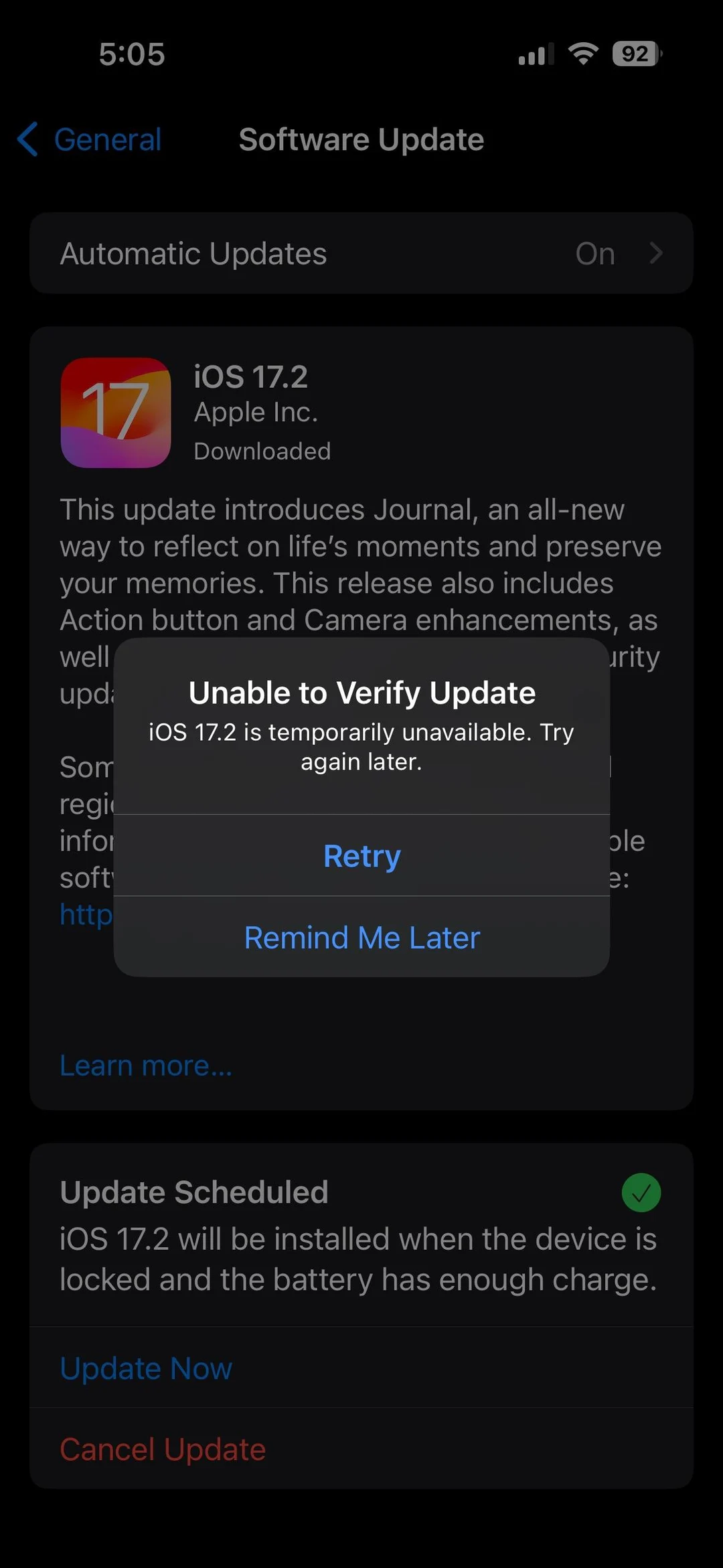 Unable to verify update | Scrolller