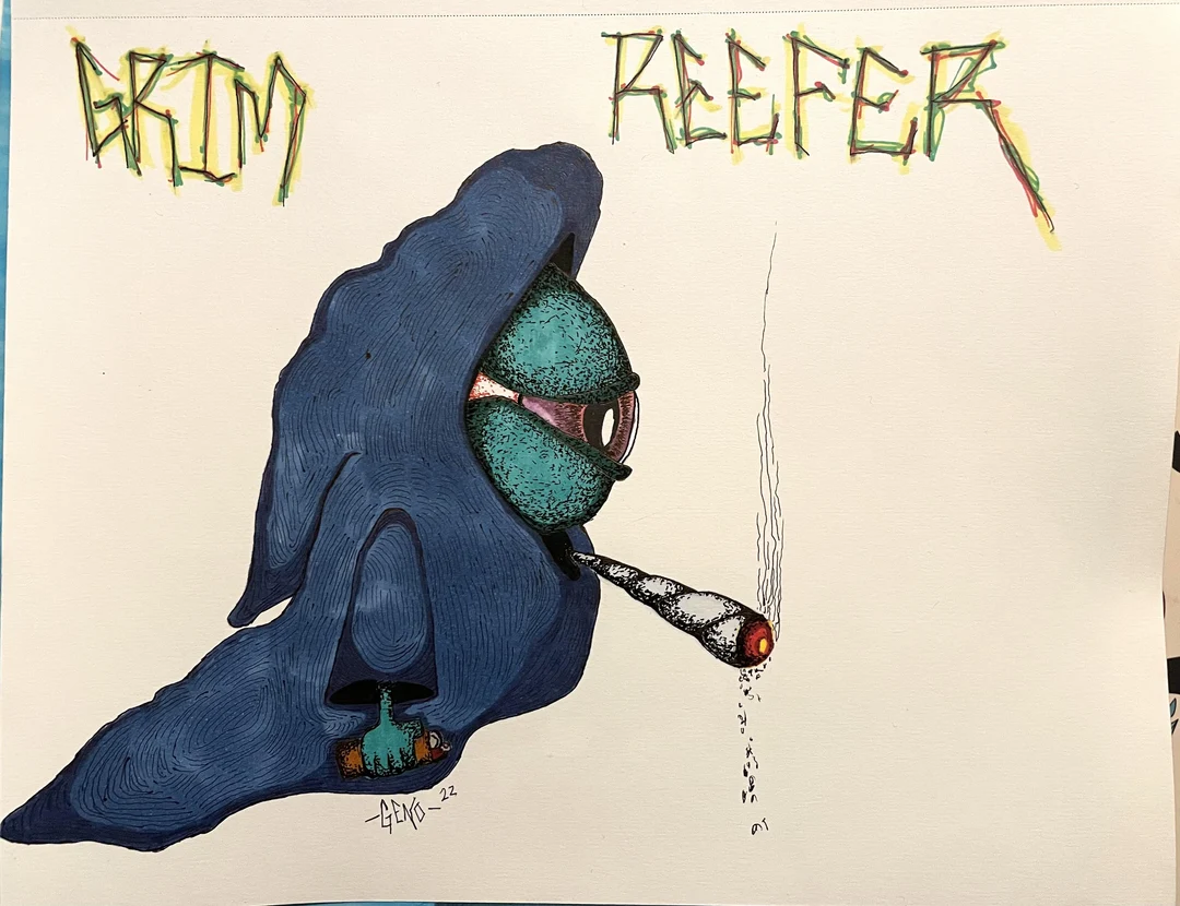 Grim Reefer, Alcohol Markers, Me , 2022 | Scrolller