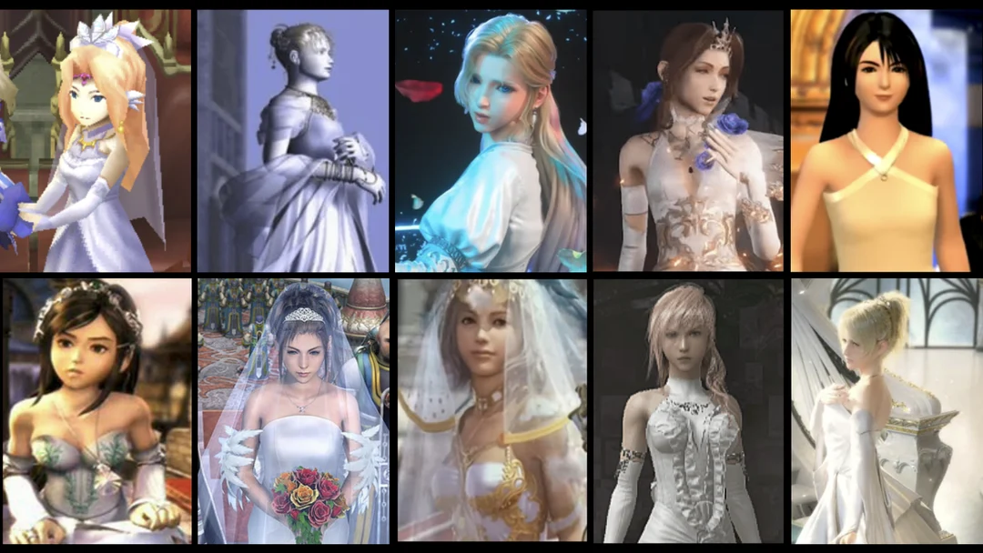 The Final Fantasy heroines wearing their fancy white dresses | Scrolller