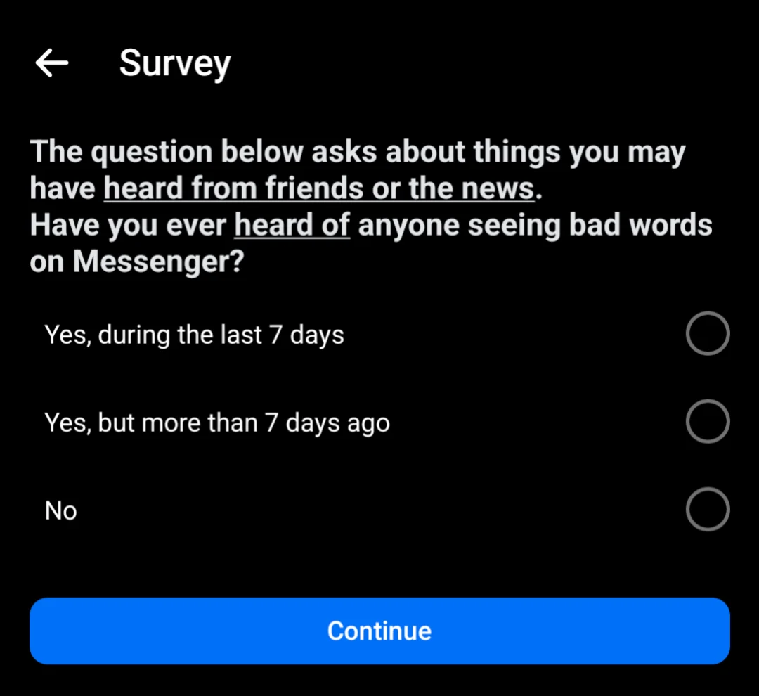 Messenger made me do this survey and this is legit one the questions.. | Scrolller