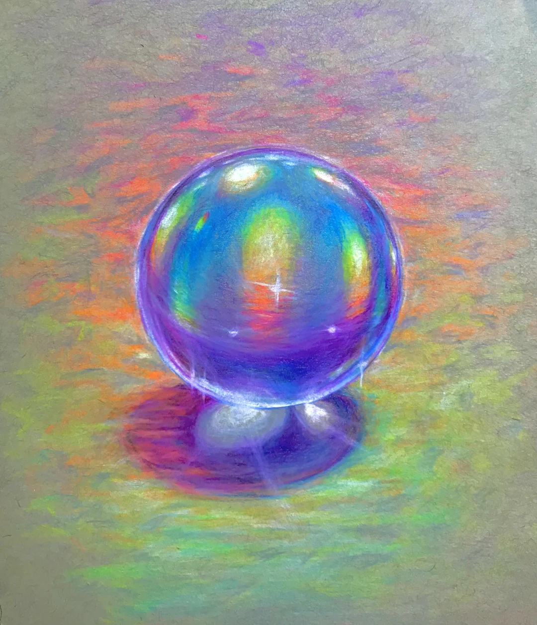 Orb, me, colored pencils on gray paper, 2022 | Scrolller