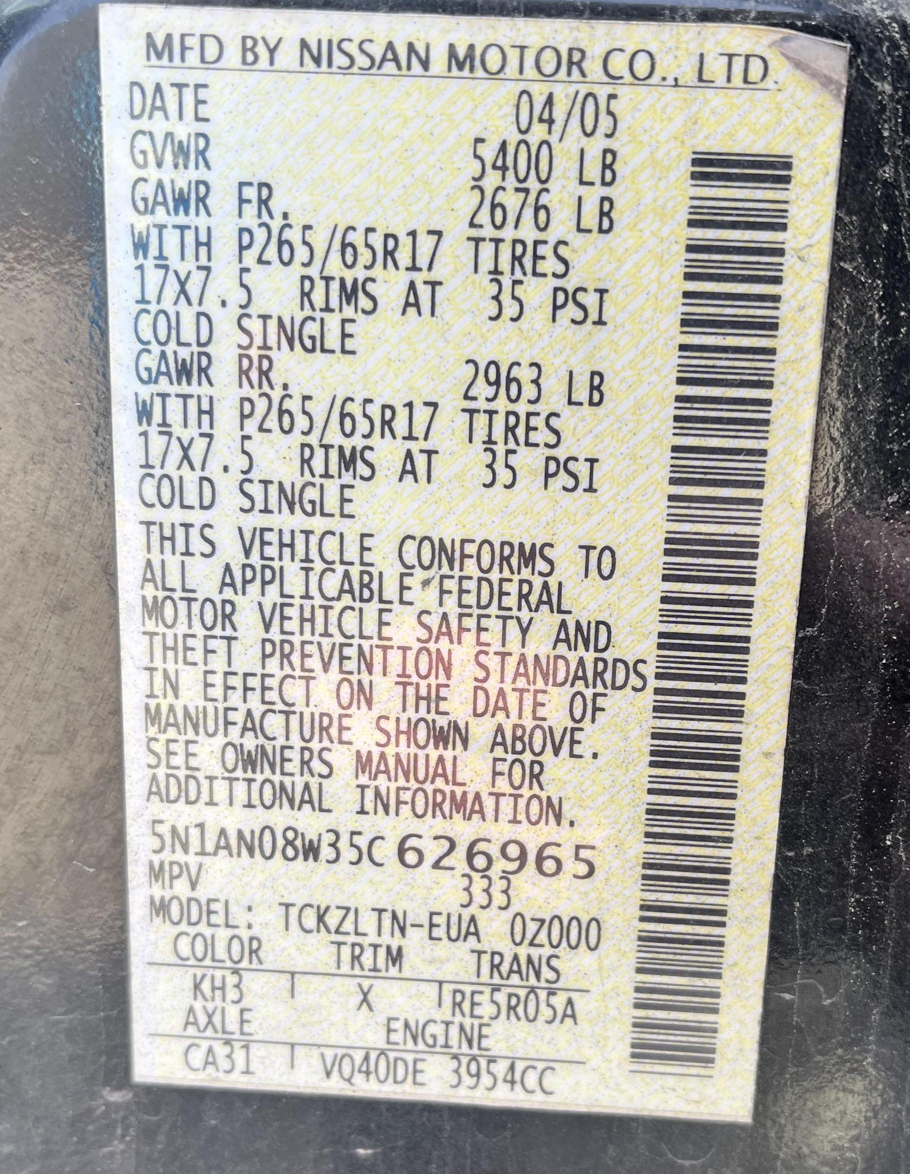 2005 xTerra SE rear axle | Scrolller