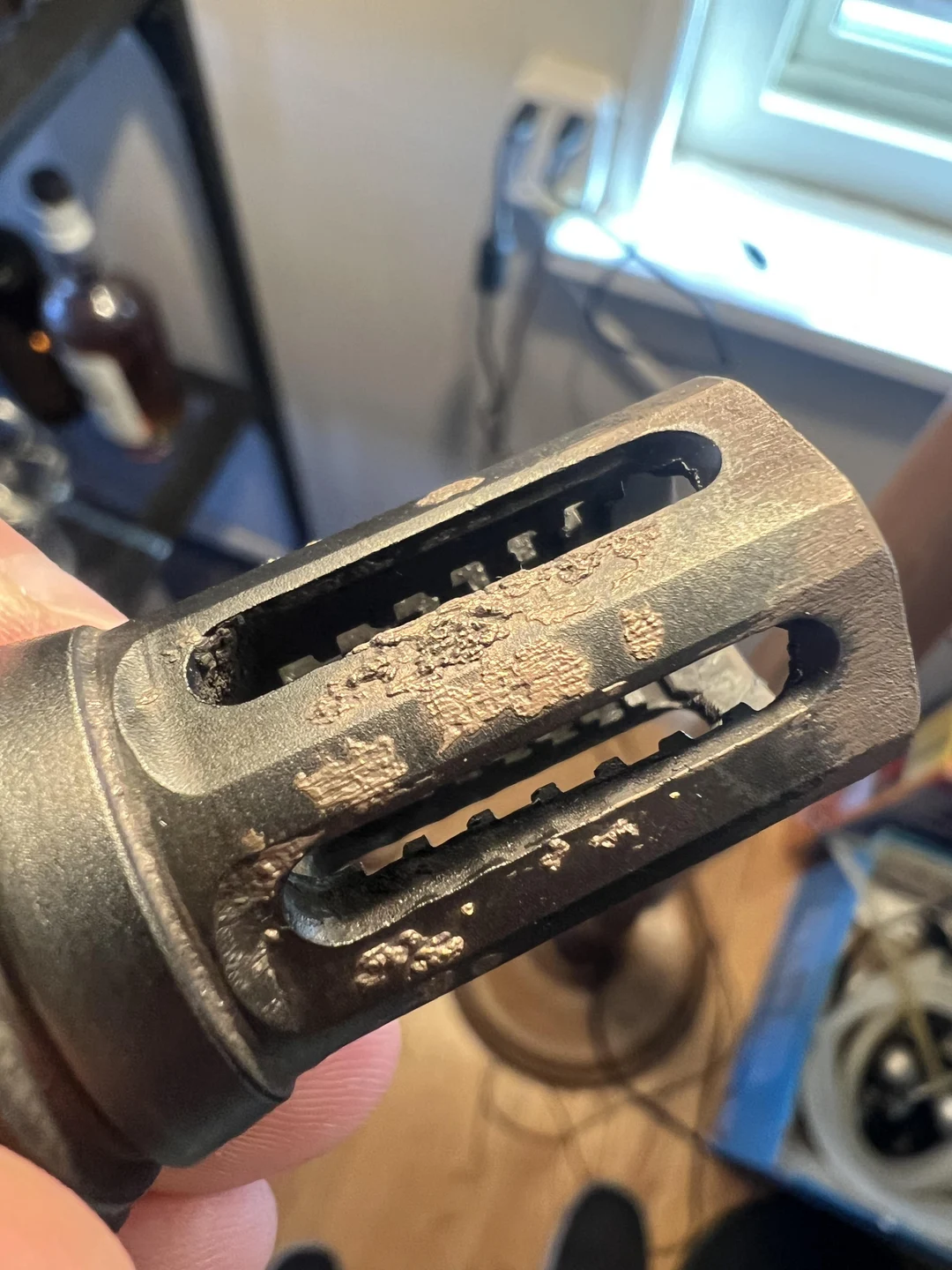 What’s this buildup on my muzzle brake? Lead? Won’t come off with any amount of Eliminator or ...