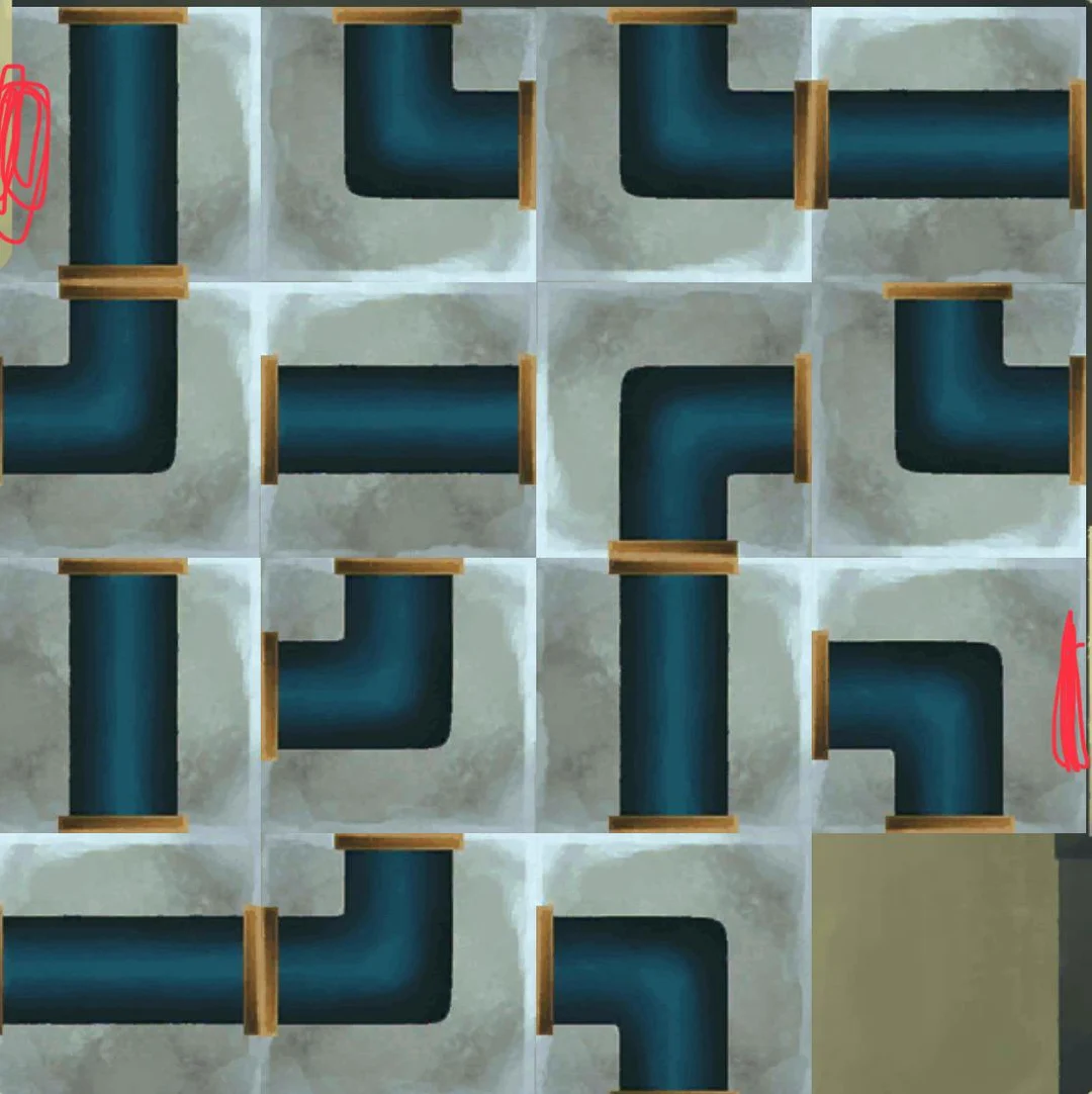 Was playing a puzzle game, gave up. Good luck. 15 puzzle, connect the red dots. Please help ...