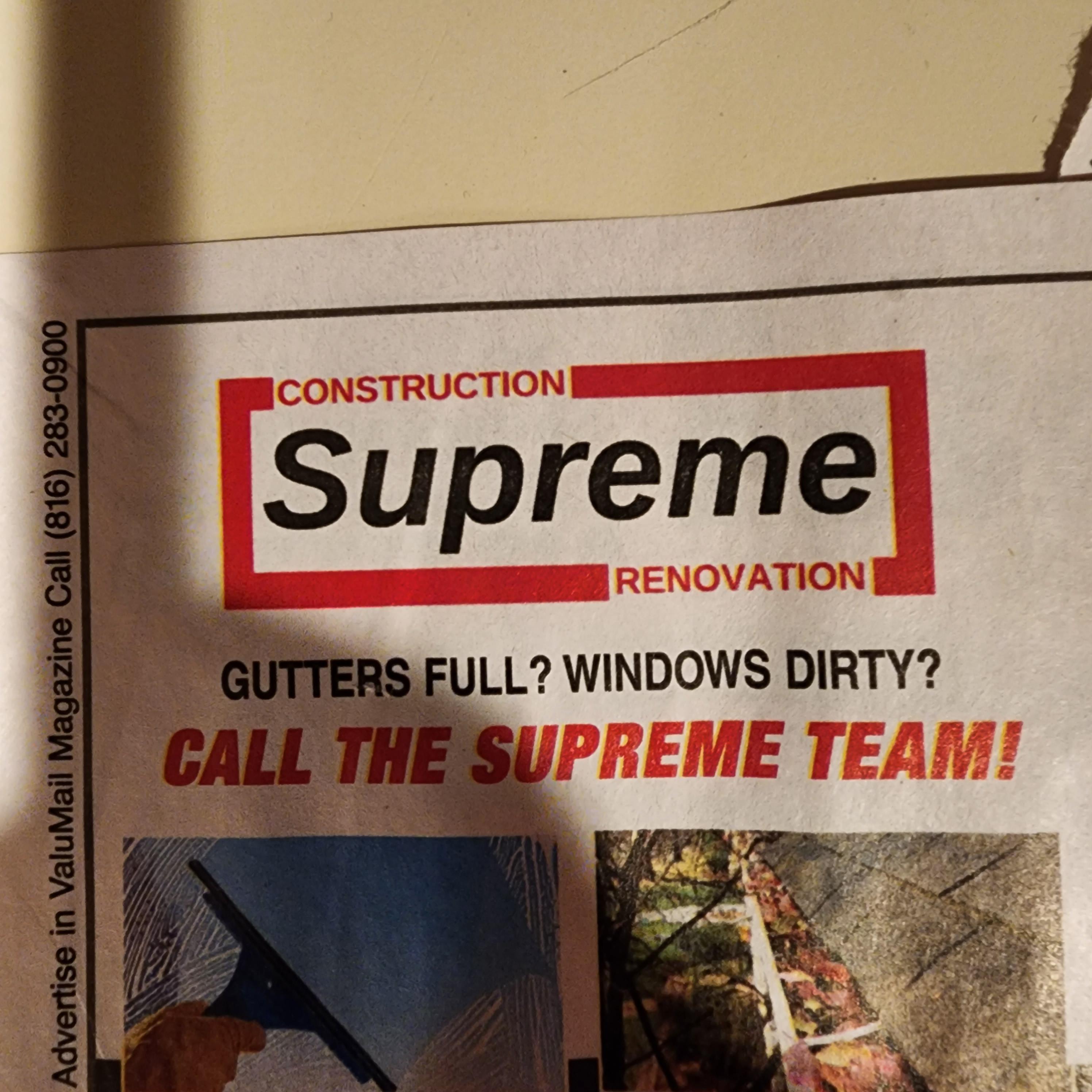 Construction Company using bootleg Supreme logo | Scrolller