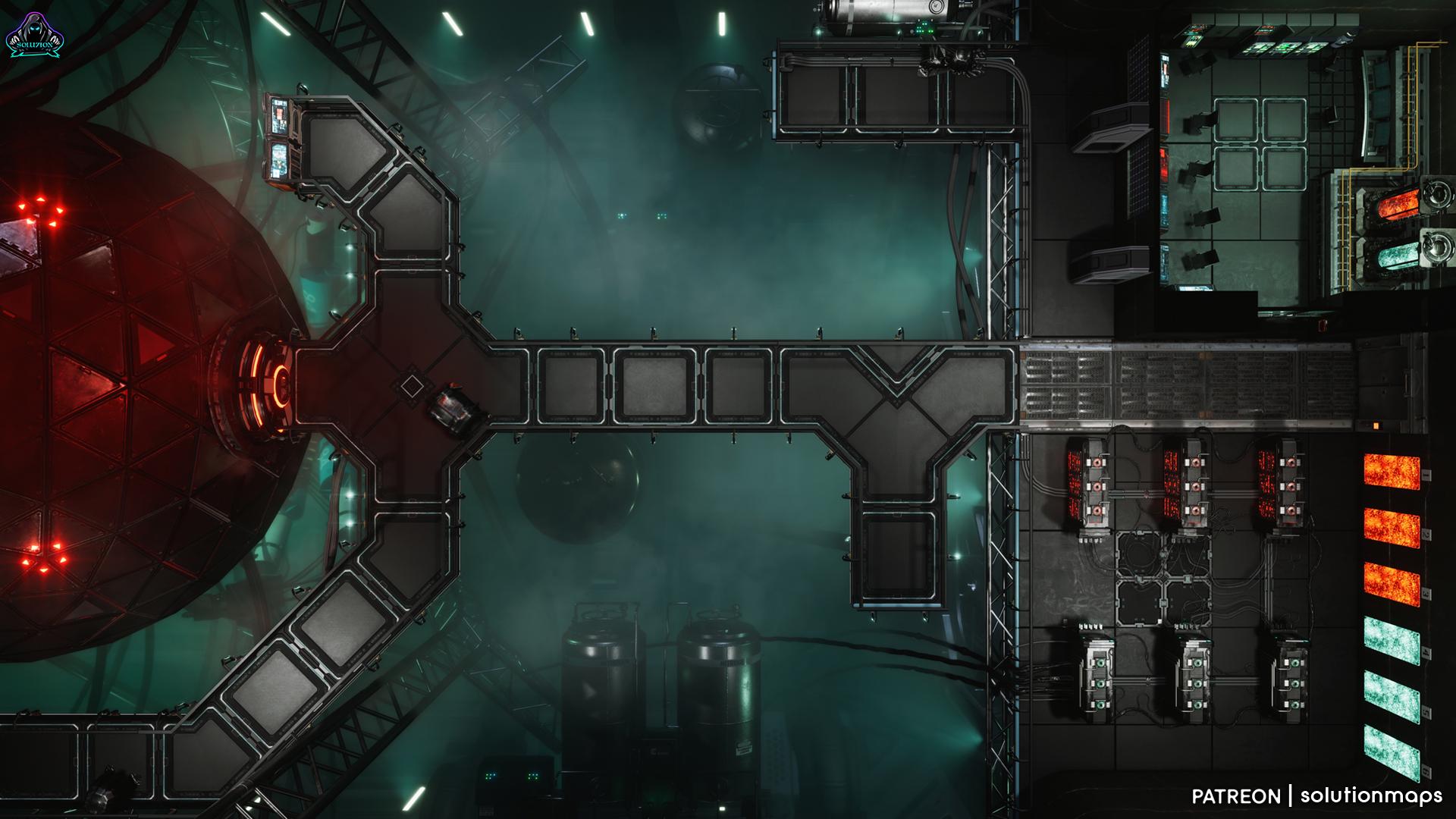 Sci-Fi Core Matrix / Reactor - Cyberpunk Interior Encounter Battle Map | Scrolller