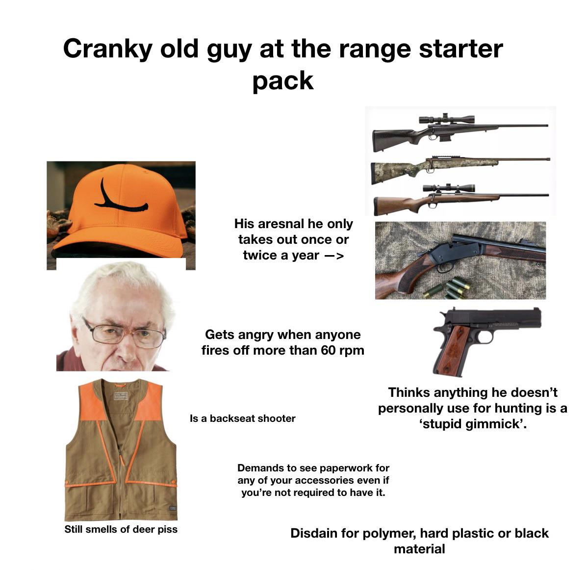 Cranky old guy at the range starter pack | Scrolller
