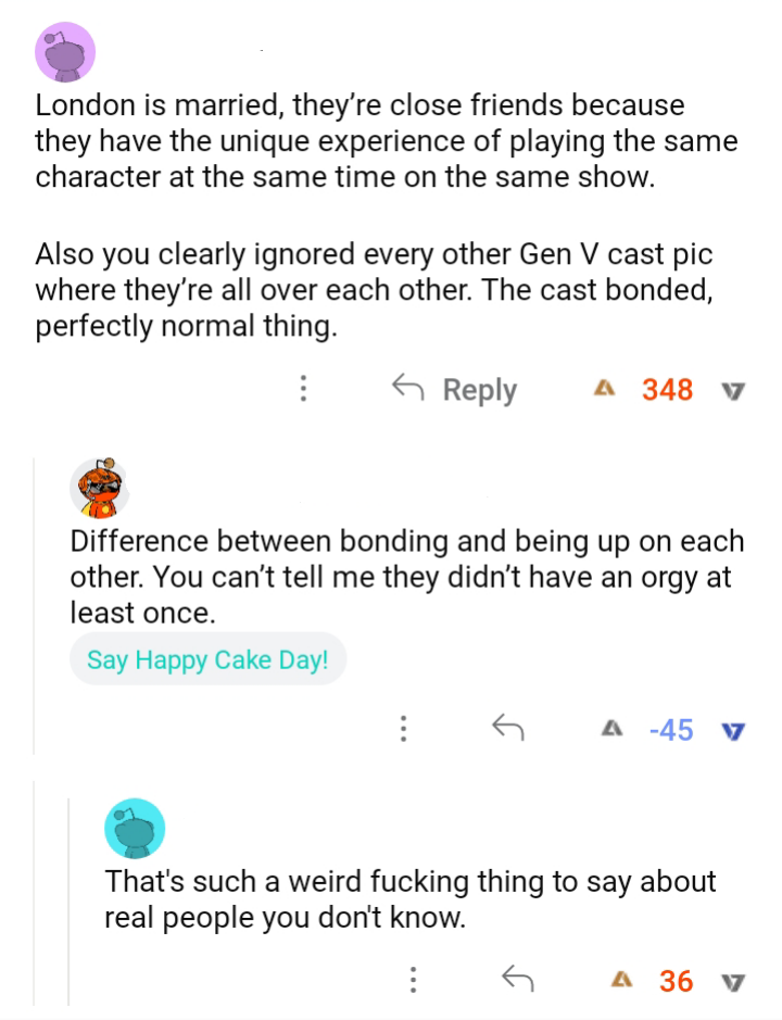 Redditor coming up with a totally sane and normal conclusion over a picture of two friends ...