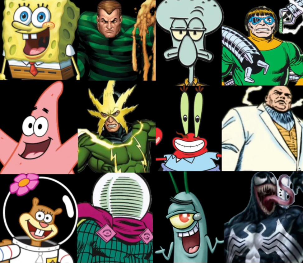 Casted the main SpongeBob characters as villains. | Scrolller