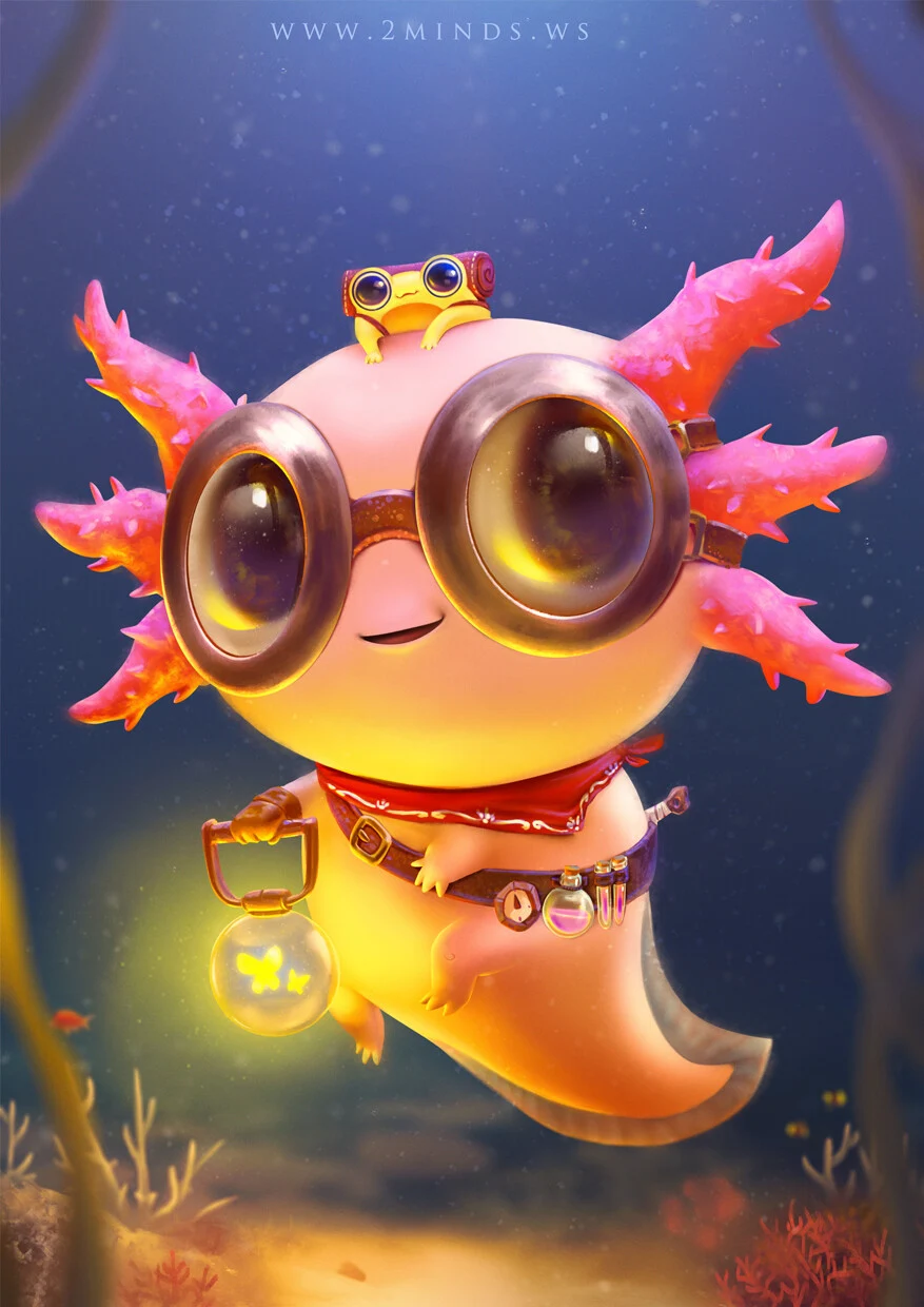 Axolotl Adventurer by 2Minds Studio (Thiago Lehmann and Luiza McAllister) | Scrolller