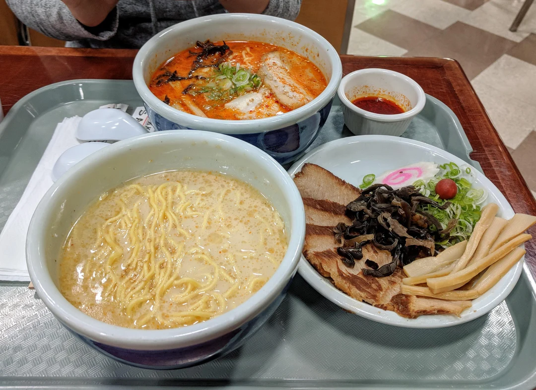 Spicy miso and shio with pork cheeks (Santouka Ramen) | Scrolller