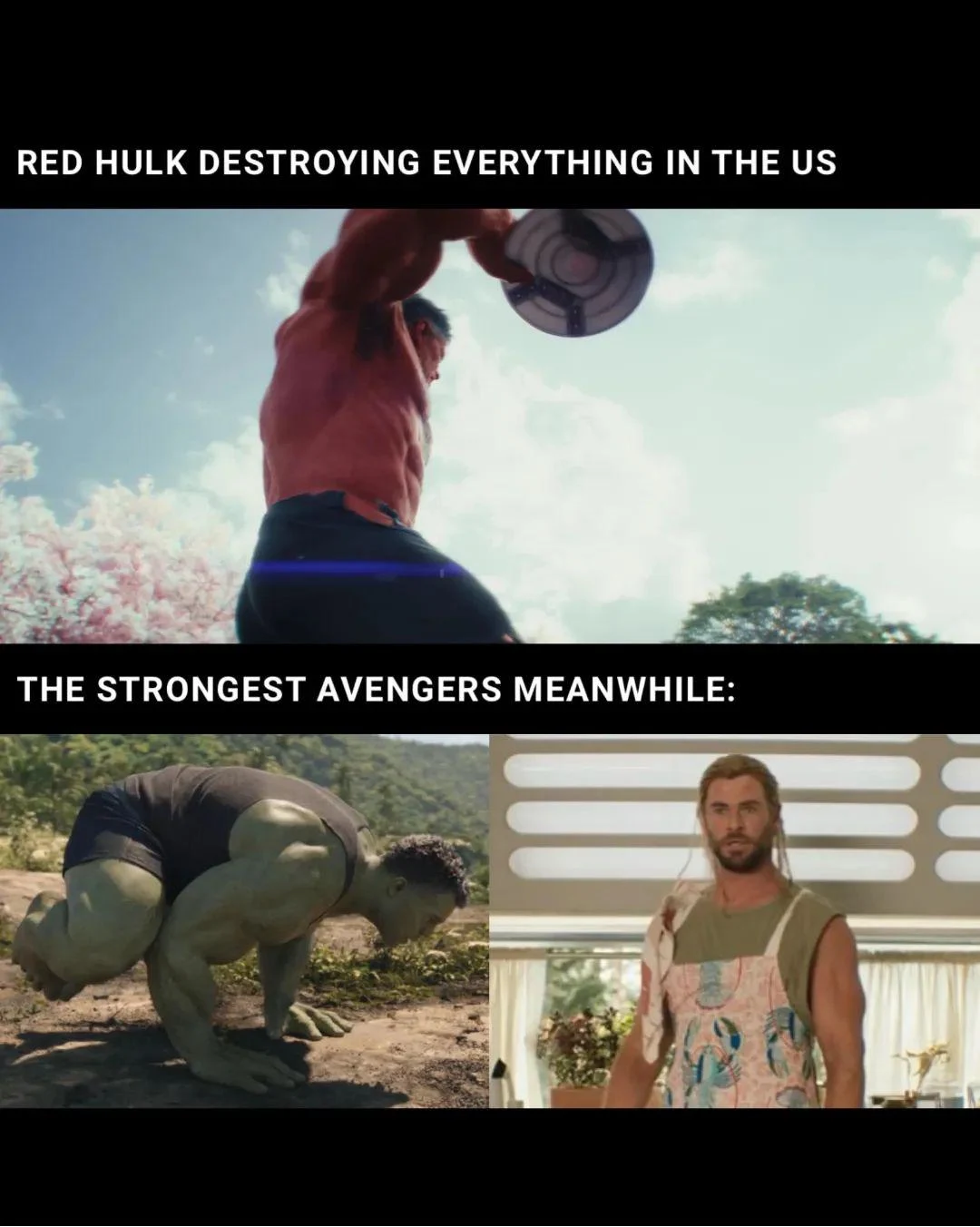 Red Hulk tearing up the world, while Hulk finds his zen and Thor perfects his kitchen skills ...