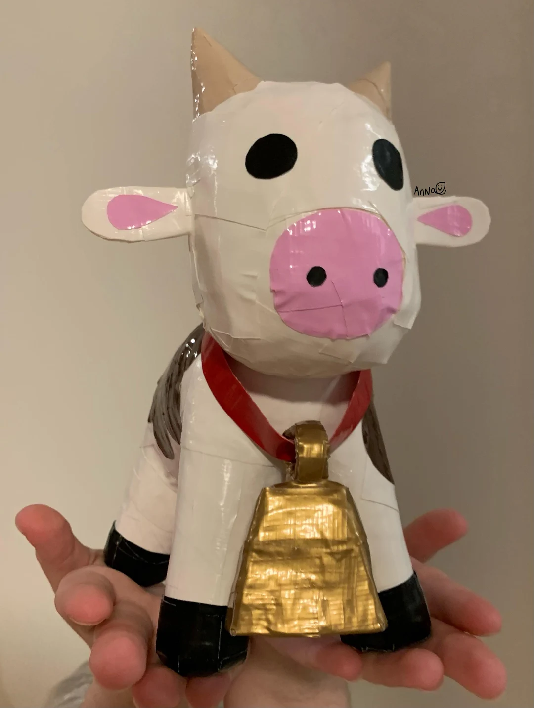 Tiny cow, Anna-mator, duct tape and bunched up paper towels on the inside, 2023 | Scrolller