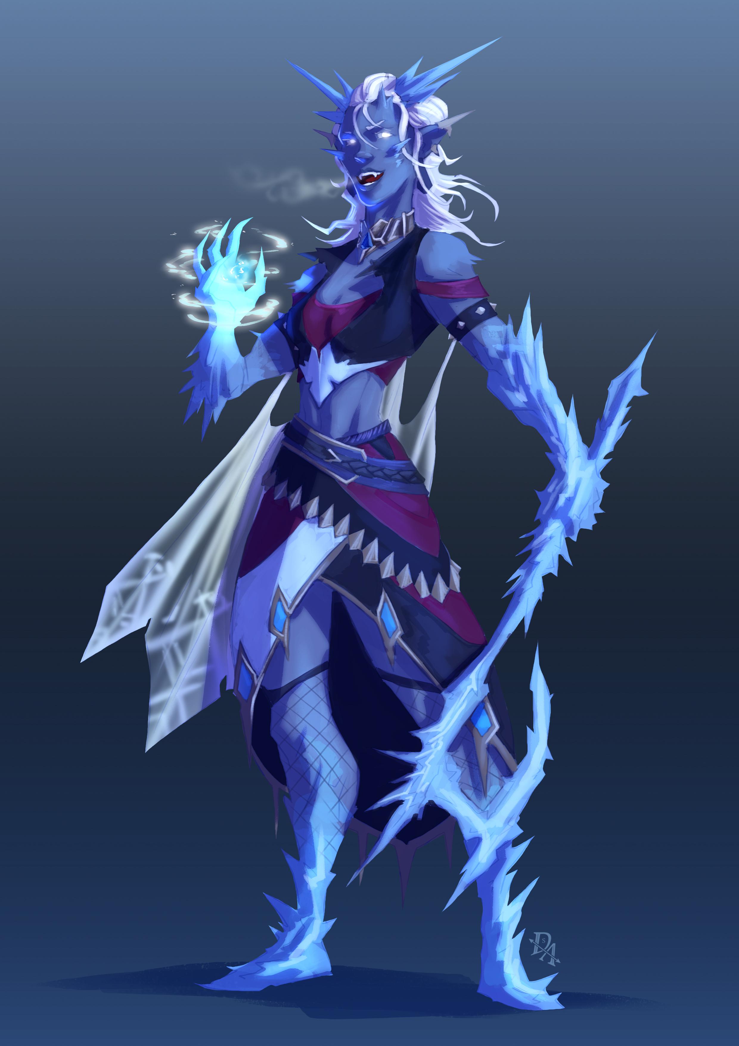 [OC][Art] She's a cold, heartless..... Witch! - Tiefling Cold Fiend ...