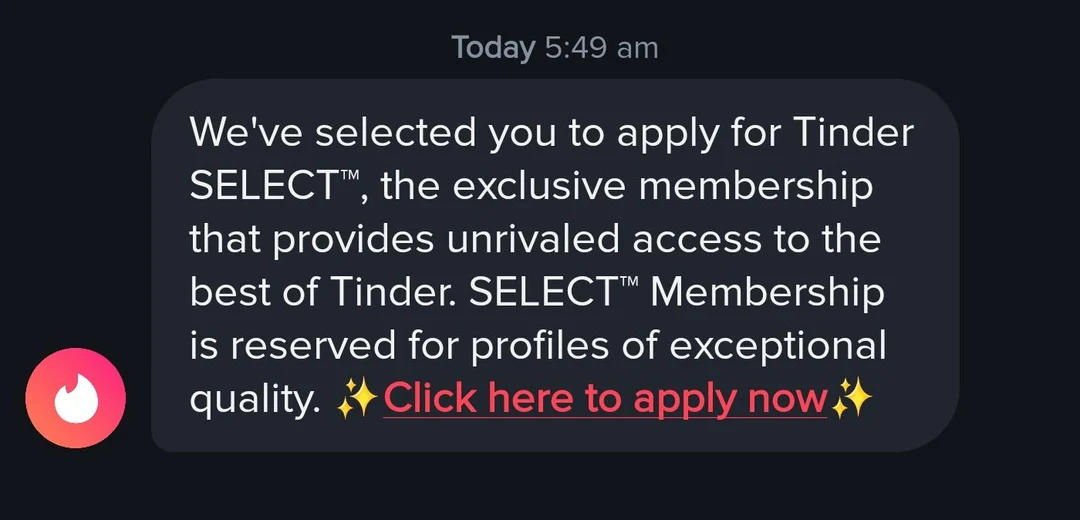 "Profiles if exceptional quality" = maybe 1 match a week. God I resent Tinder. | Scrolller