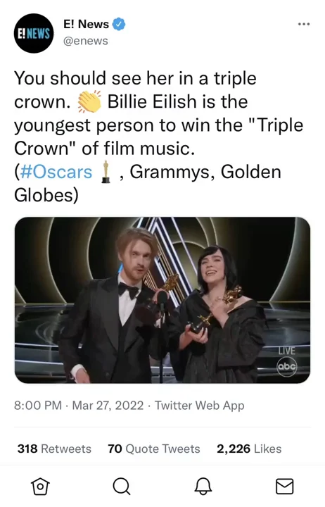 Billie just won an Oscar | Scrolller