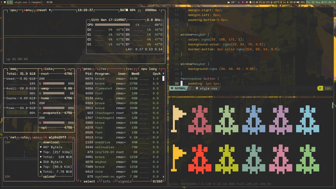[Sway] Fedora 37 first attempt gruvbox rice | Scrolller