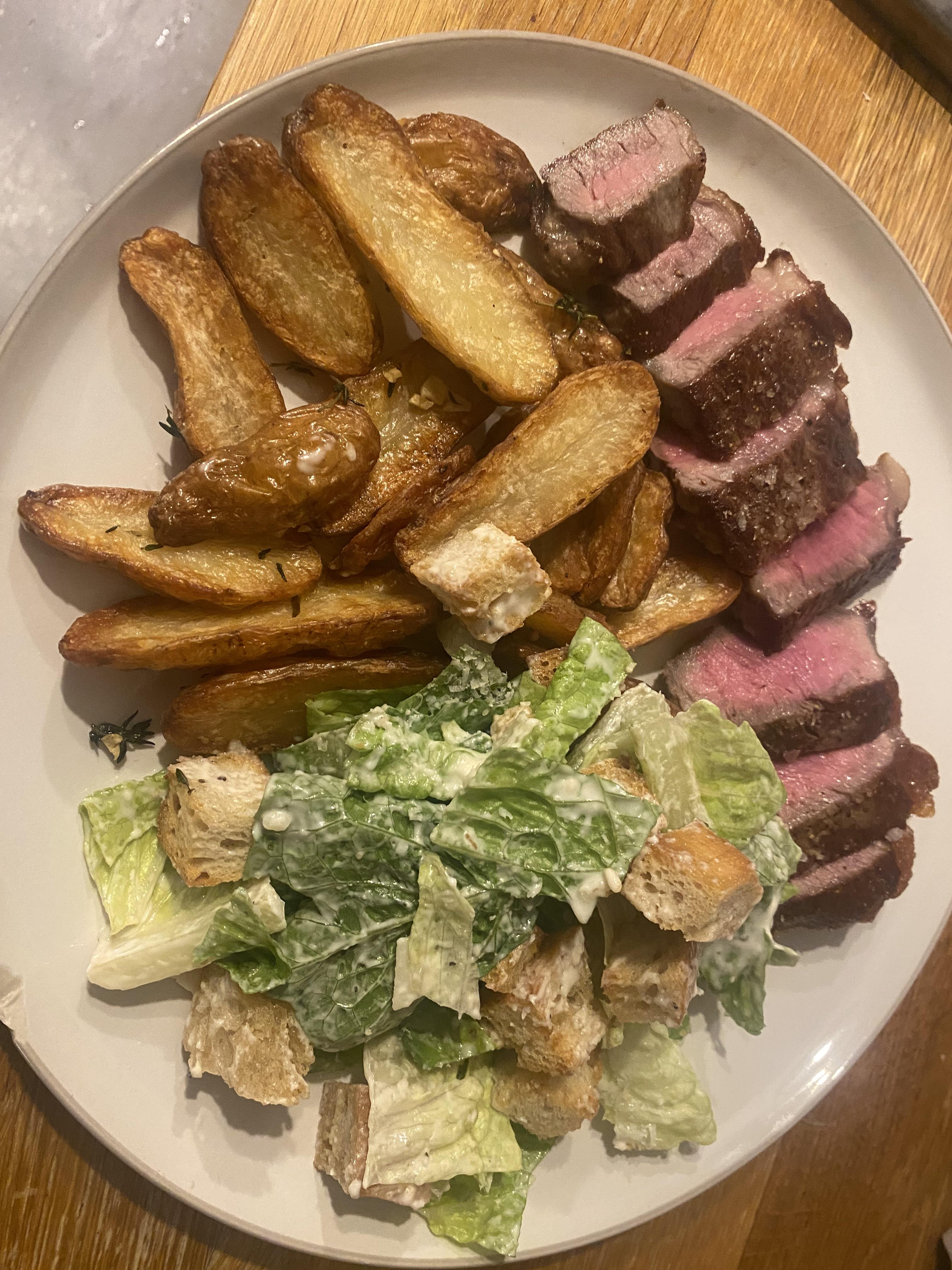 [homemade] Steak, Potatoes and Caesar Salad. | Scrolller