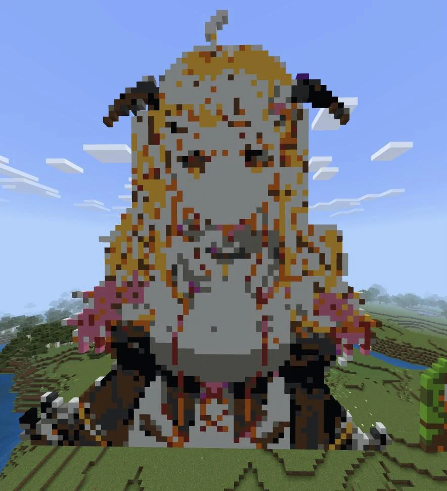 I made Mel's 3rd costume in Minecraft with only concrete blocks(and in pure survival too ...