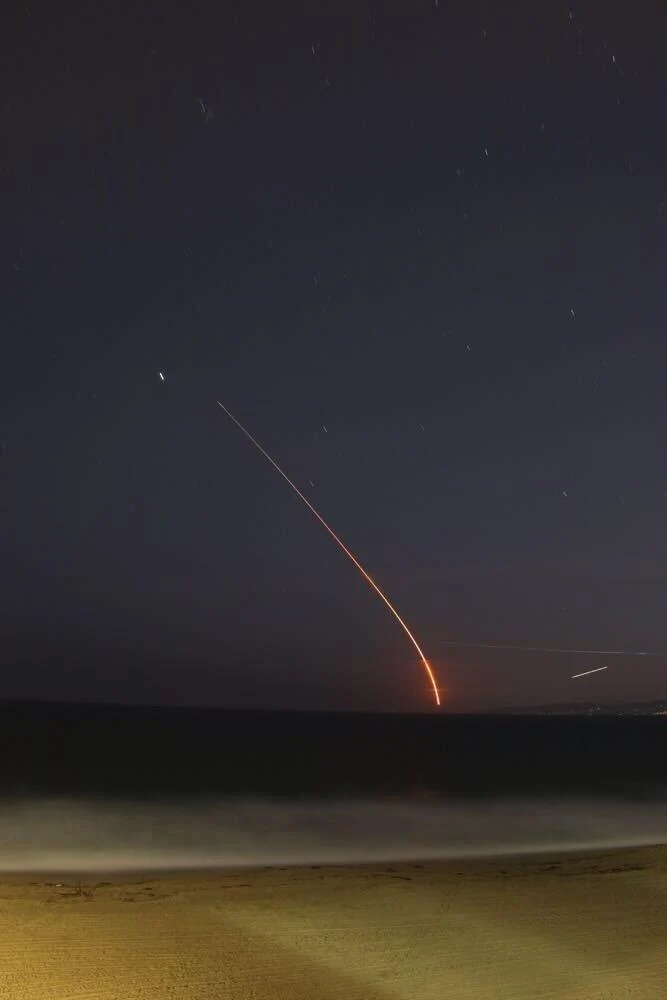 SpaceX Falcon9/Starlink launch from Vandenberg 2024-03-10 from 80 miles away across the ocean ...