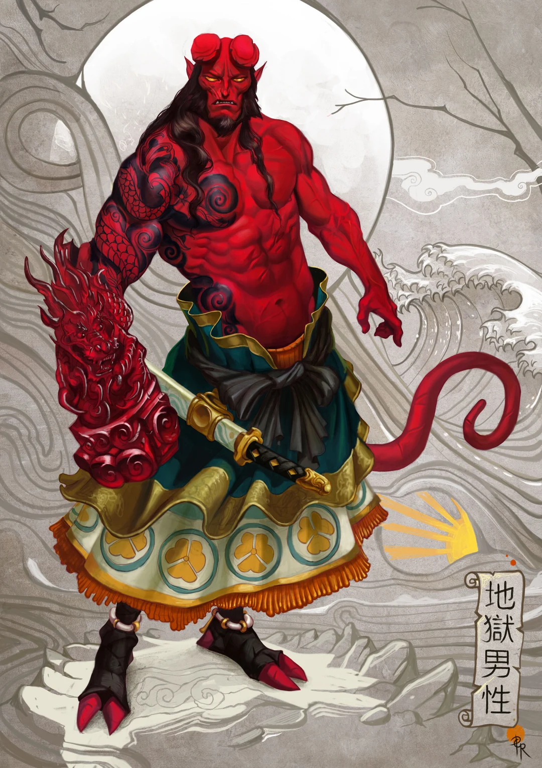 Samurai Hellboy by Gustavo Pelissari | Scrolller