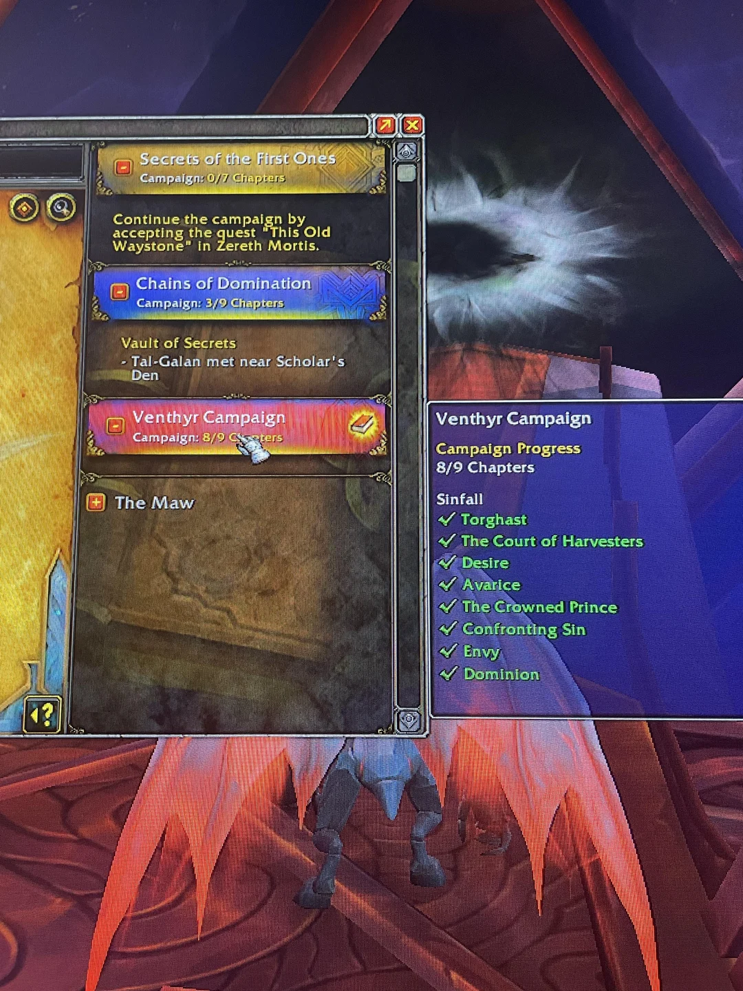 Is this bugged?, I completed all campaign quests for Venthyr , still im at 8/9 with no quests ...