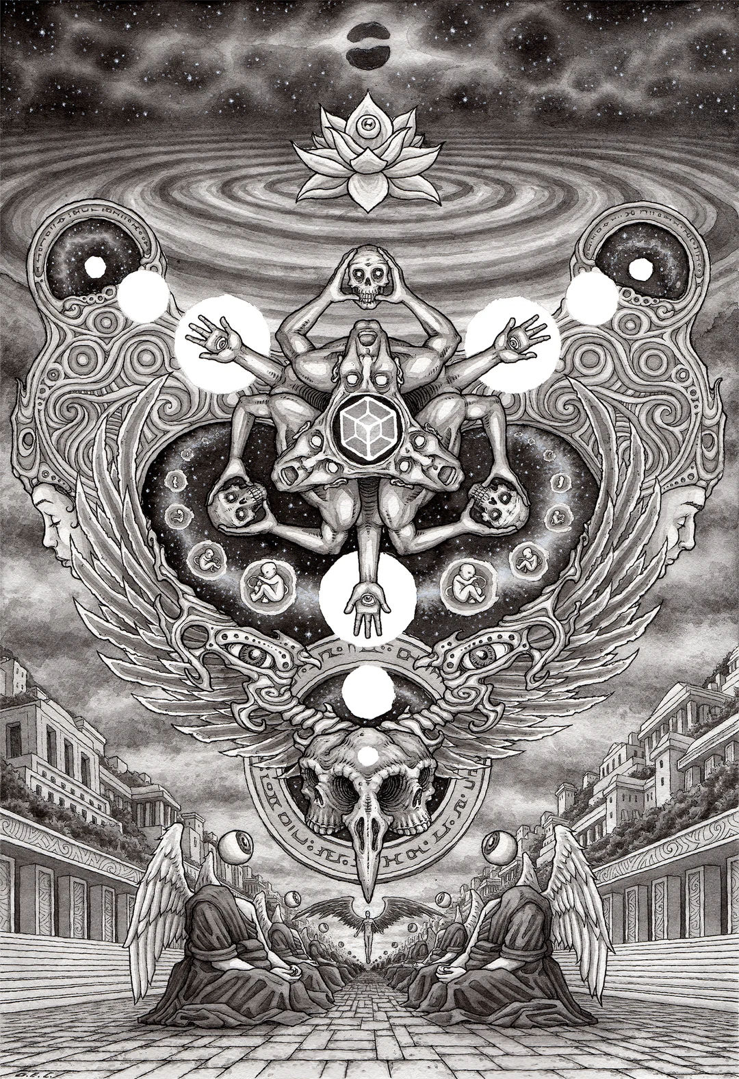 An ink and watercolors drawing I did recently. I titled it "Ego Death". | Scrolller