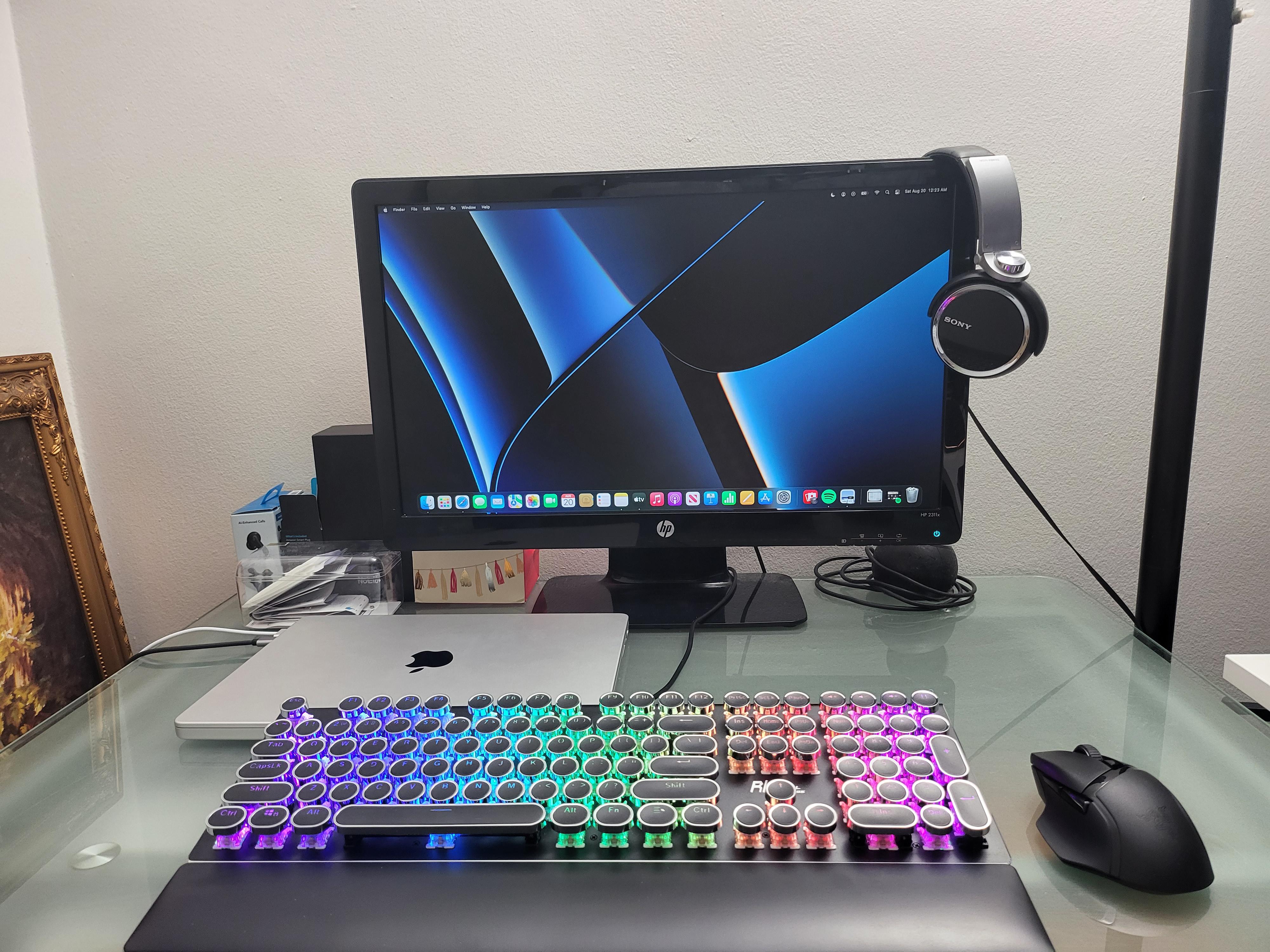 My secondary setup, thinking of updating the desk to an ikea desk ...