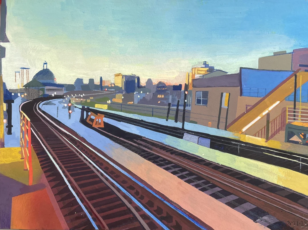 Marcy Avenue Station, me, acrylic gouache, 2023 | Scrolller