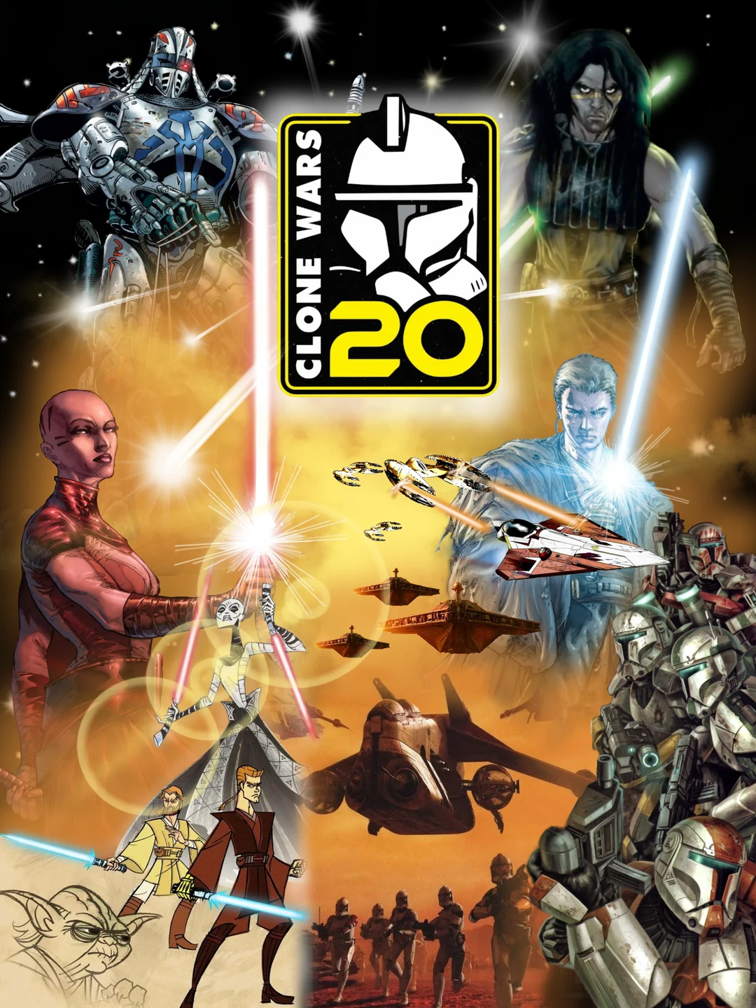 I made a collage/poster to celebrate the real "20th anniversary" of the Clone Wars | Scrolller