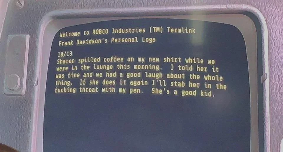 [Fo4] Just started my first playthrough on PC and I came across this gem 😂 | Scrolller