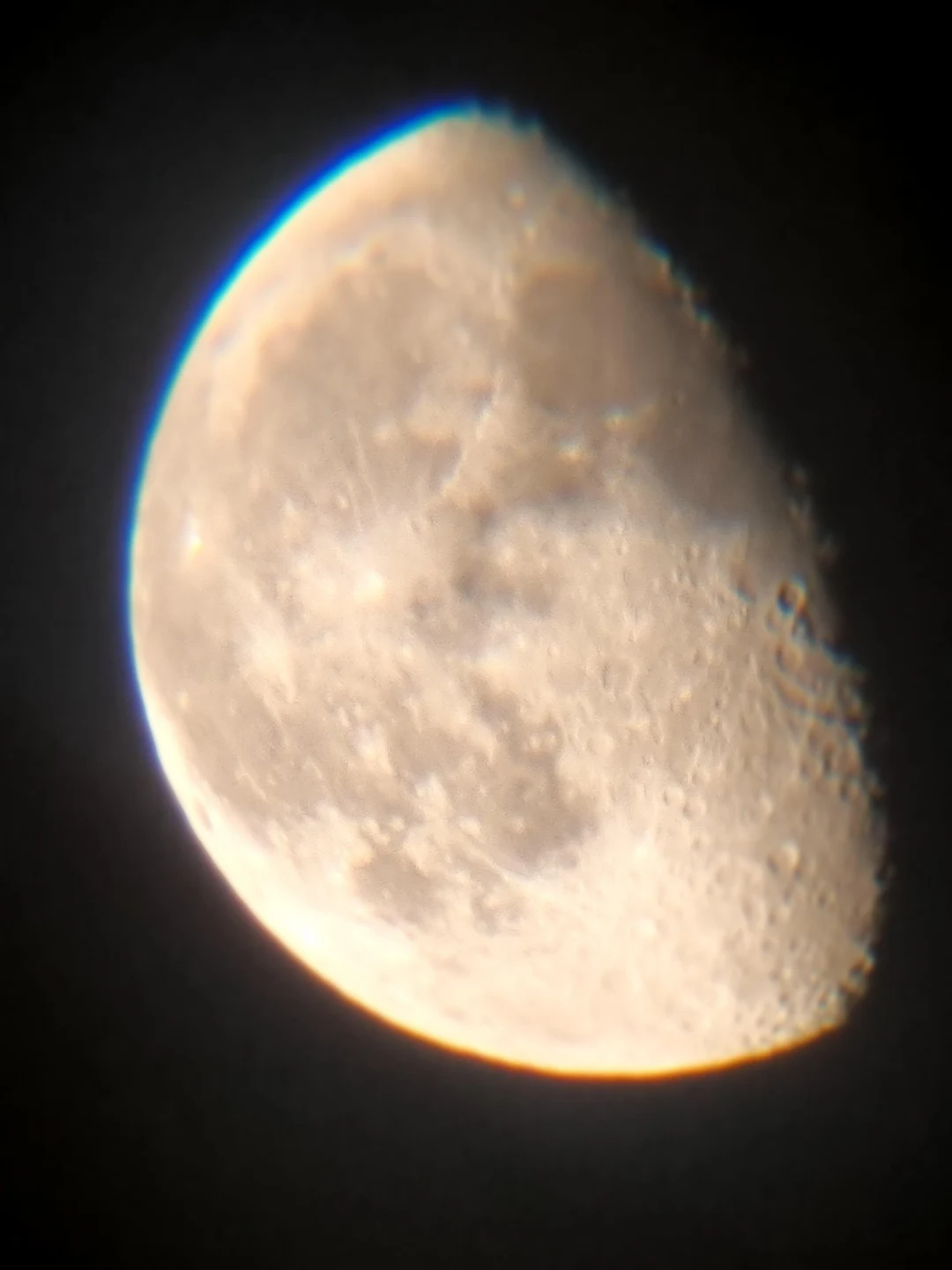 Extreme amateur here, taken my first image of the moon on a cheap telescope with my phone ...