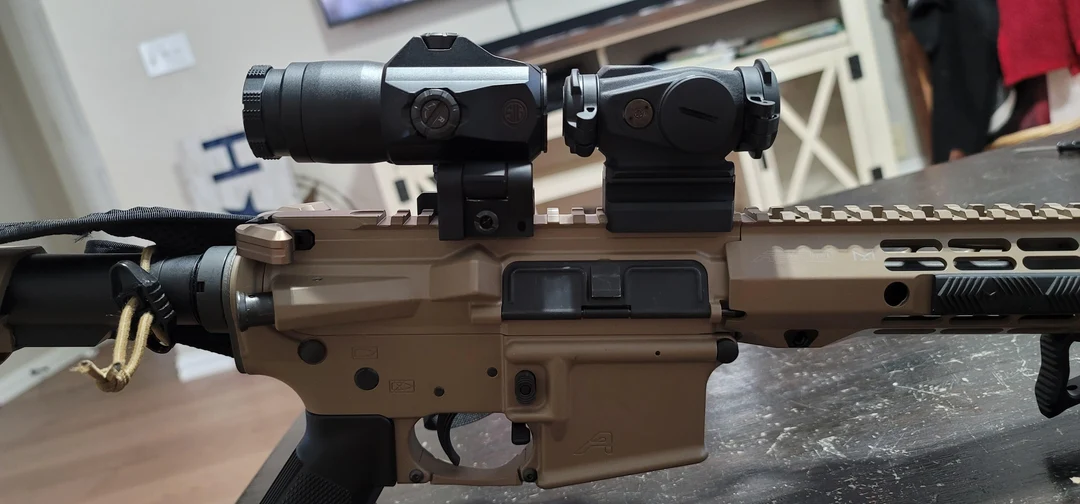 Anyone know if the Magpul Pro Flip-Ups will co-witness with the Aimpoint Duty RDS? | Scrolller