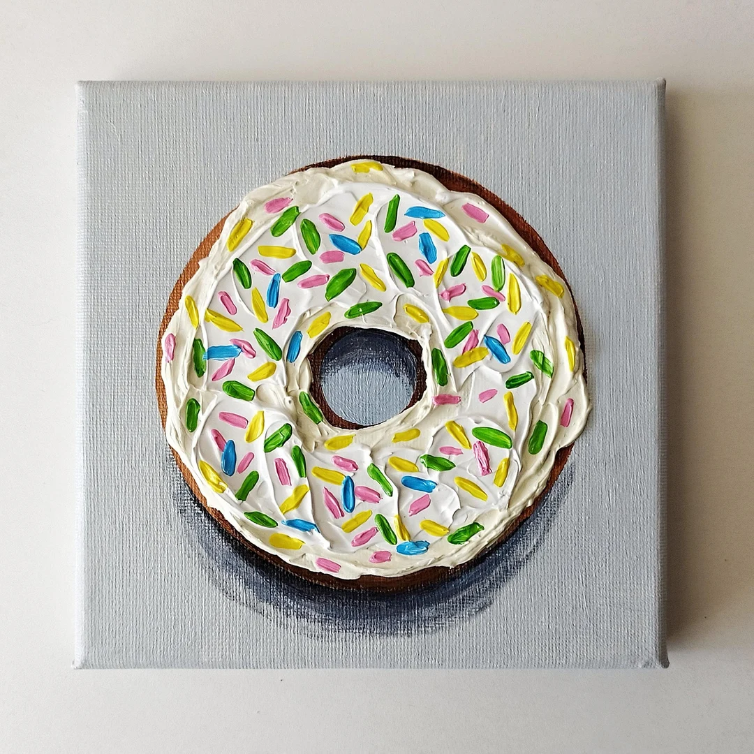 Donut, texture painting on canvas, 6*6" | Scrolller