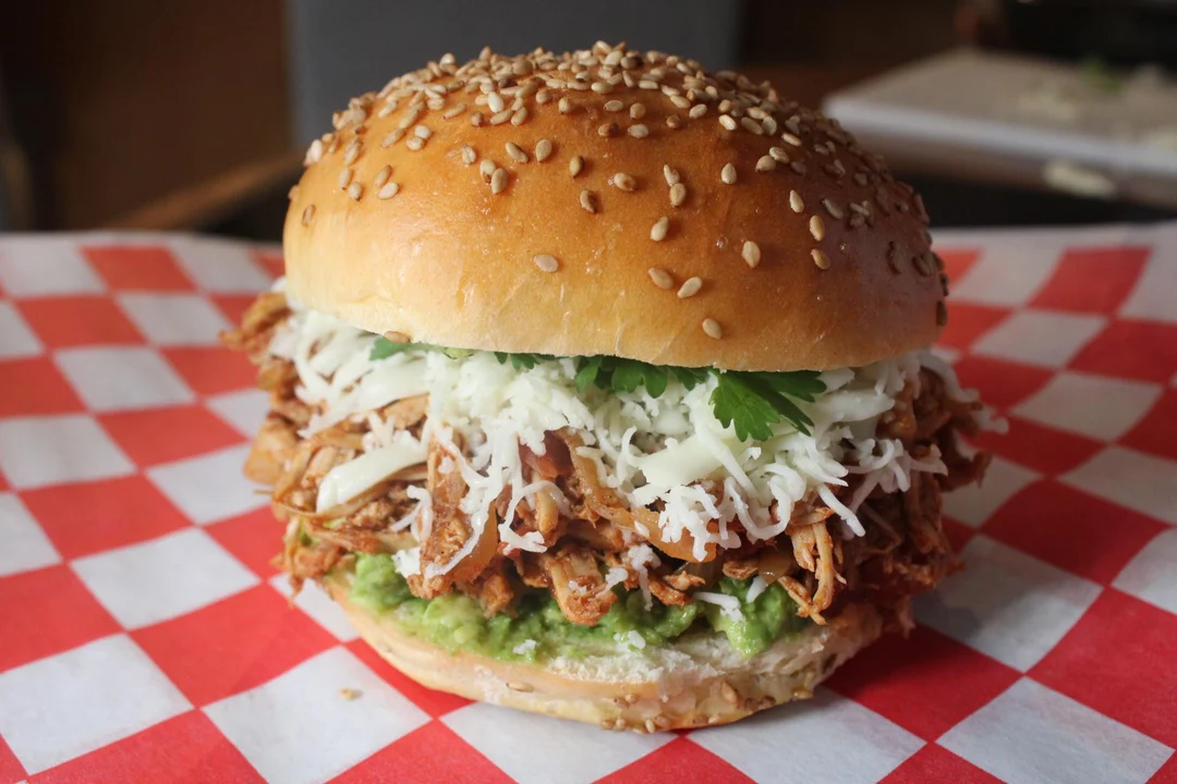 A chicken tinga cemita I made on a homemade cemita bun. | Scrolller