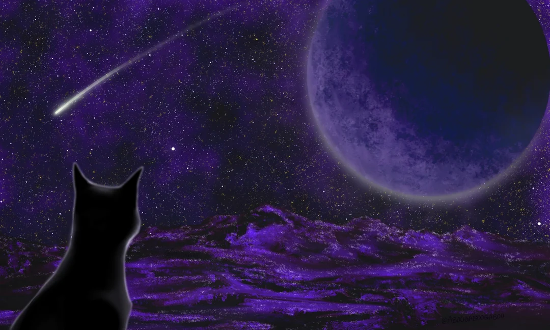 Here's a painting that I finished last night; of another little void kitty on another planet in ...