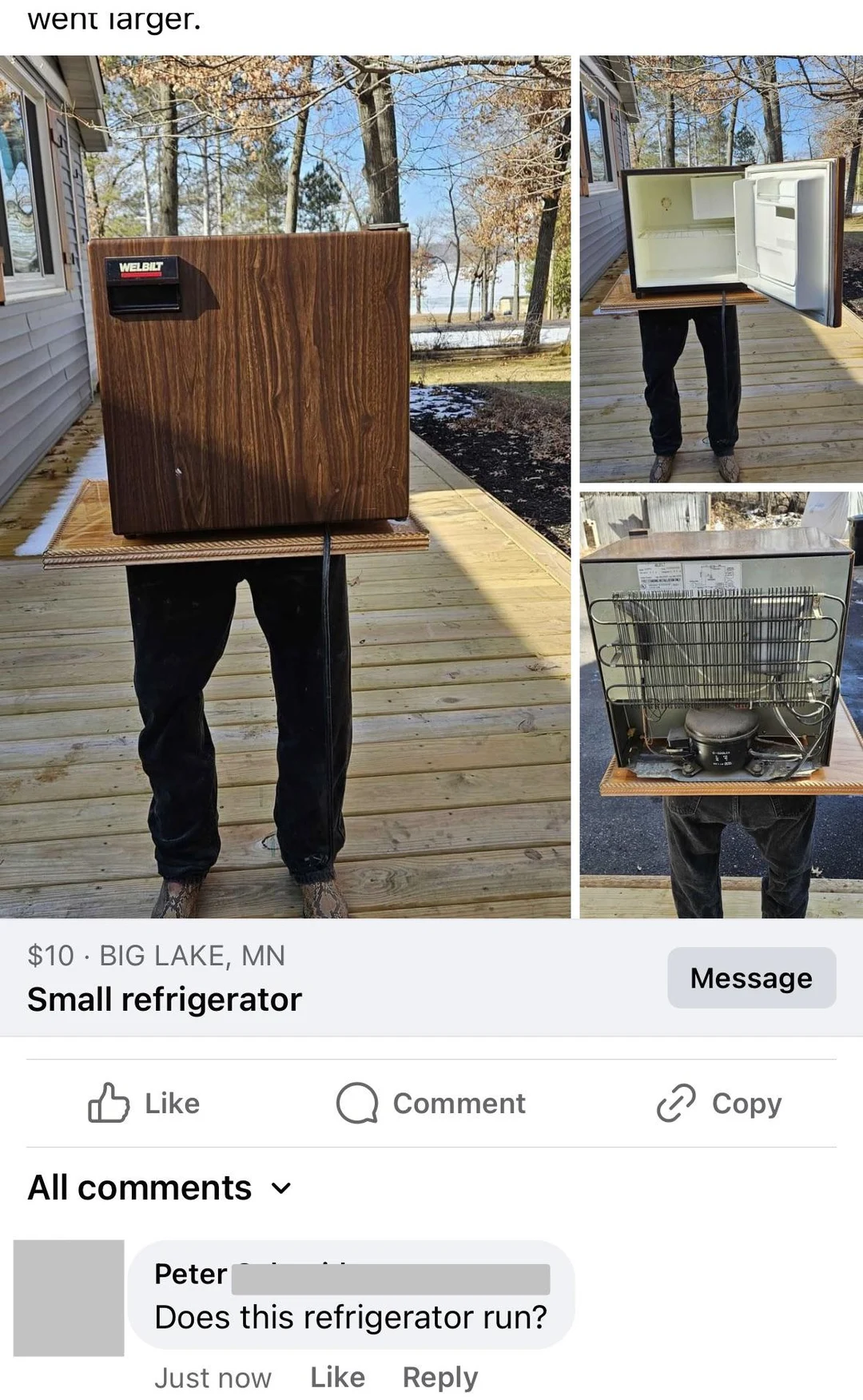 Does this fridge run? | Scrolller