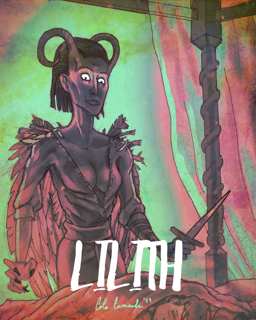 Lilith, By Boogalooshrimp82 (me), ink and digital, 2024 | Scrolller
