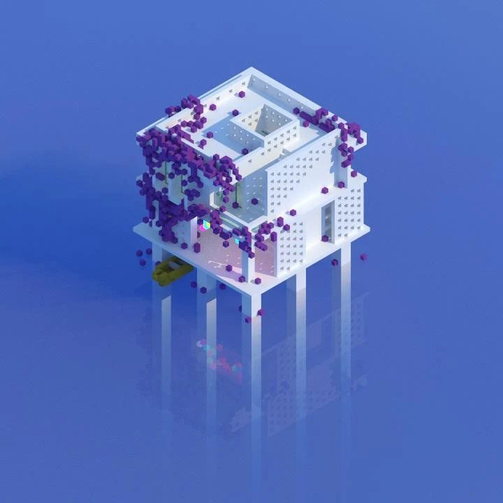 Island House, Me, Voxel Art (Avoyd), 2022 | Scrolller