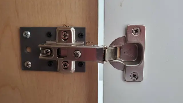 A simple plate to fix a hinge that ripped out of my cabinet | Scrolller