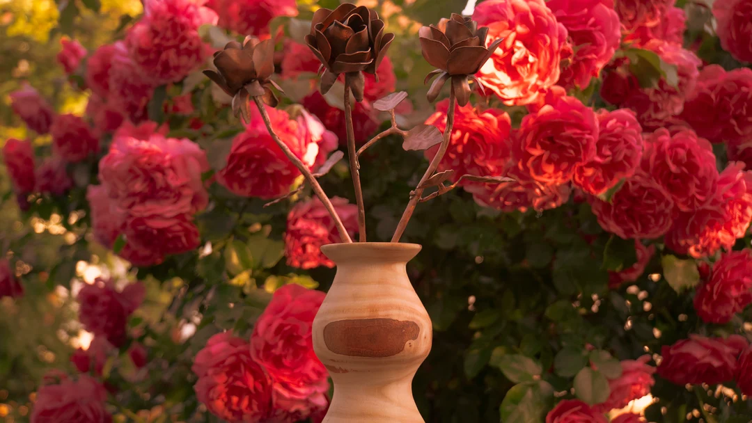 The eternal rose, builds-fromscratch, copper sheet and cherry wood, 2023 | Scrolller