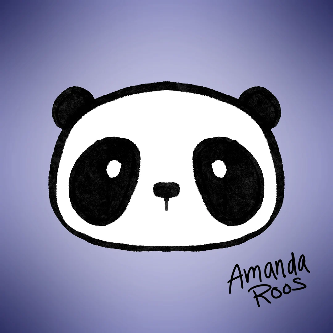 Panda 156! Cute Giant Panda Cartoon Head - 1000 Pandas Art Project by Amanda Roos | Scrolller