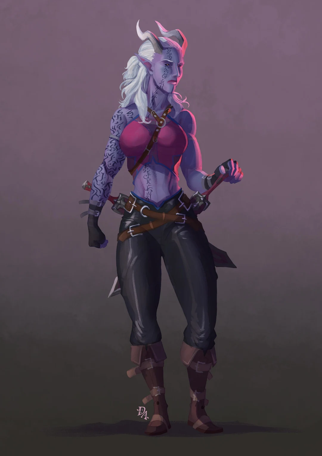[OC] [Art] Sometimes we enjoy an edgy character - Cursed Drow-Tiefling Eldritch Knight | Scrolller