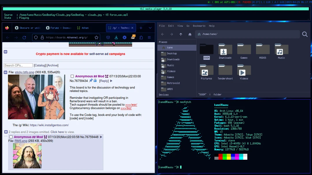 [i3wm] Moved back to arch, glorious arch. | Scrolller