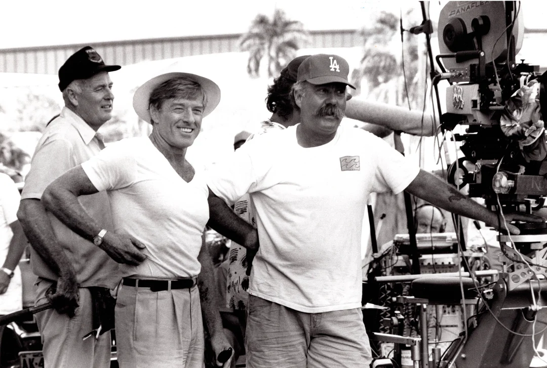 My dad (Dodger hat) and Robert Redford on the set of HAVANA (1990) | Scrolller