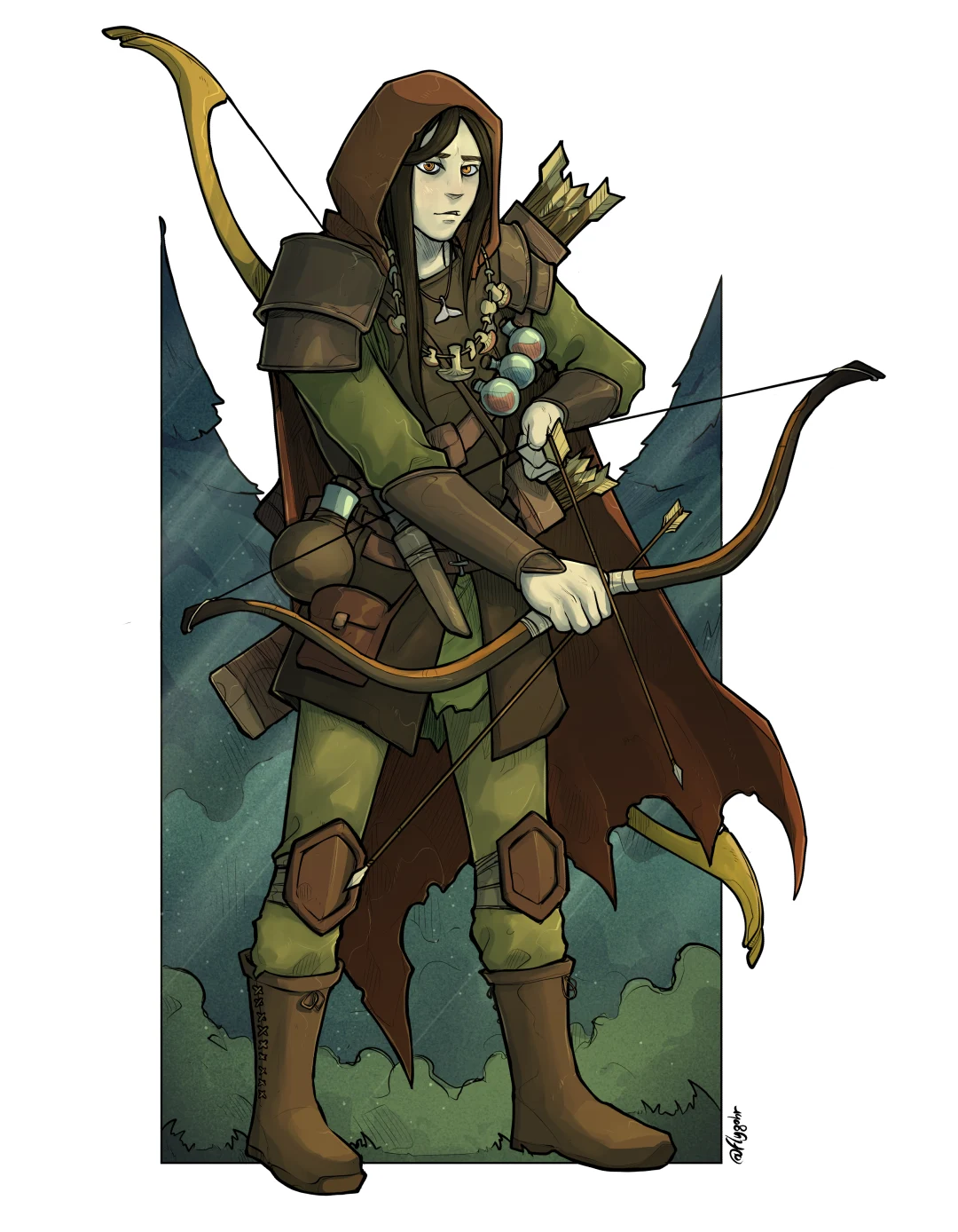 [OC] Had the pleasure to illustrate this intricate Elven Archer character | Scrolller
