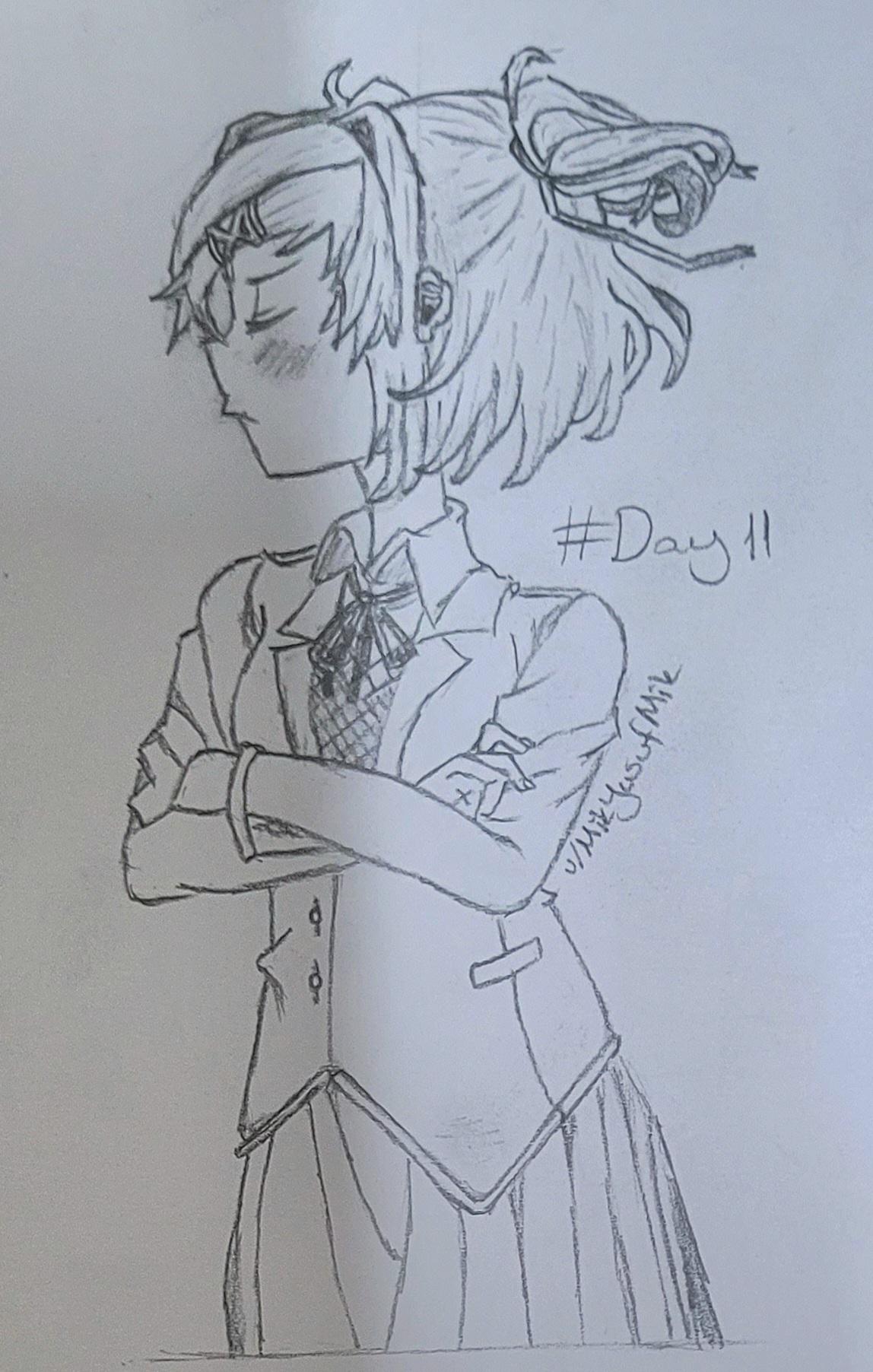 Day #11 of Drawing Natsuki without Prior Drawing Experience | Scrolller