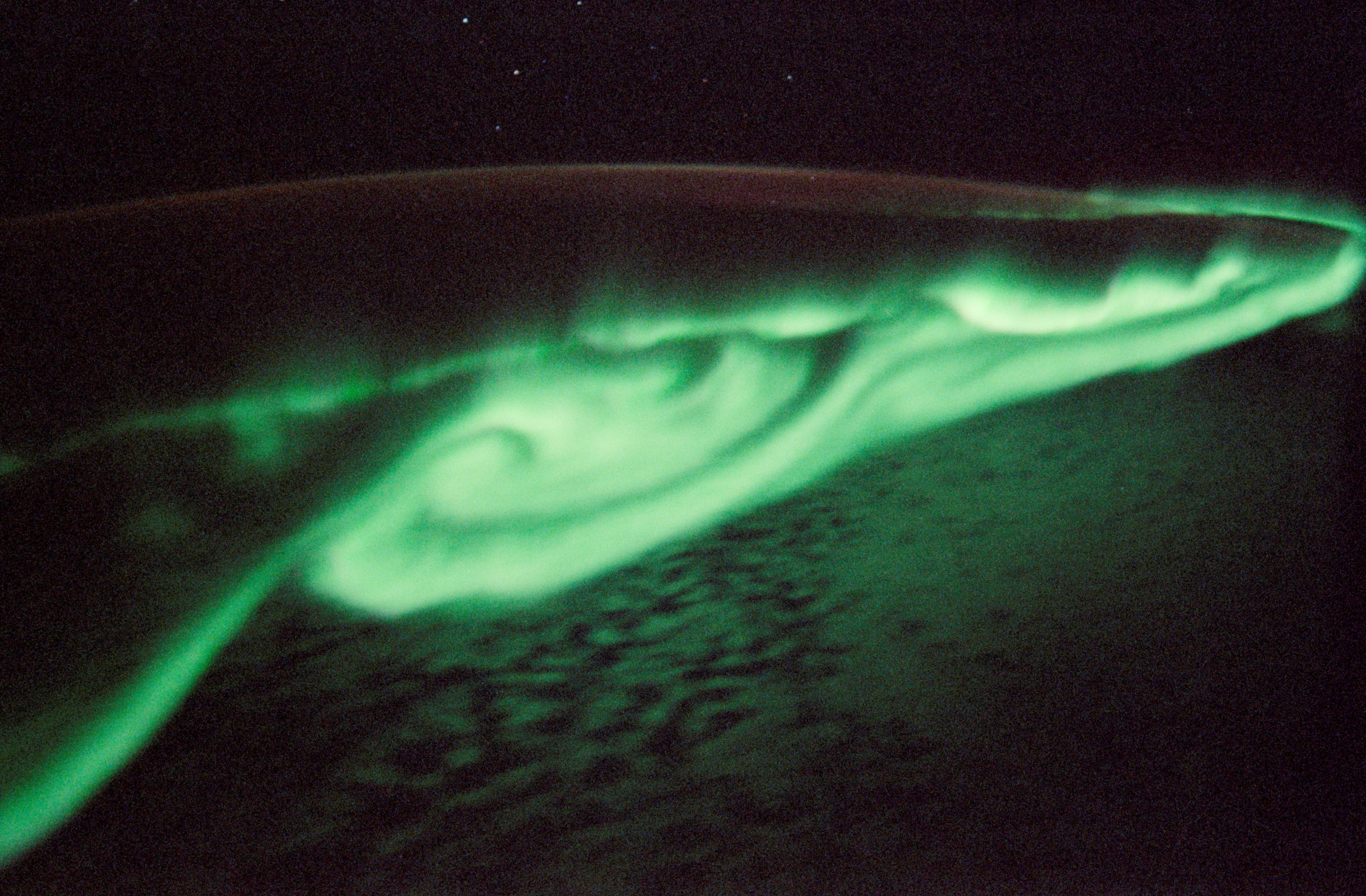 Aurora Australis photographed on August 6, 2005 from Space Shuttle Discovery during the STS-114 ...