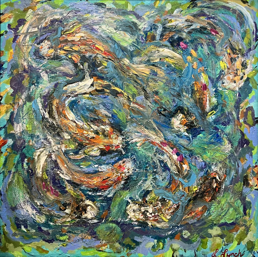 Koi Pond, Lisa Lynch, oil, 3034 | Scrolller